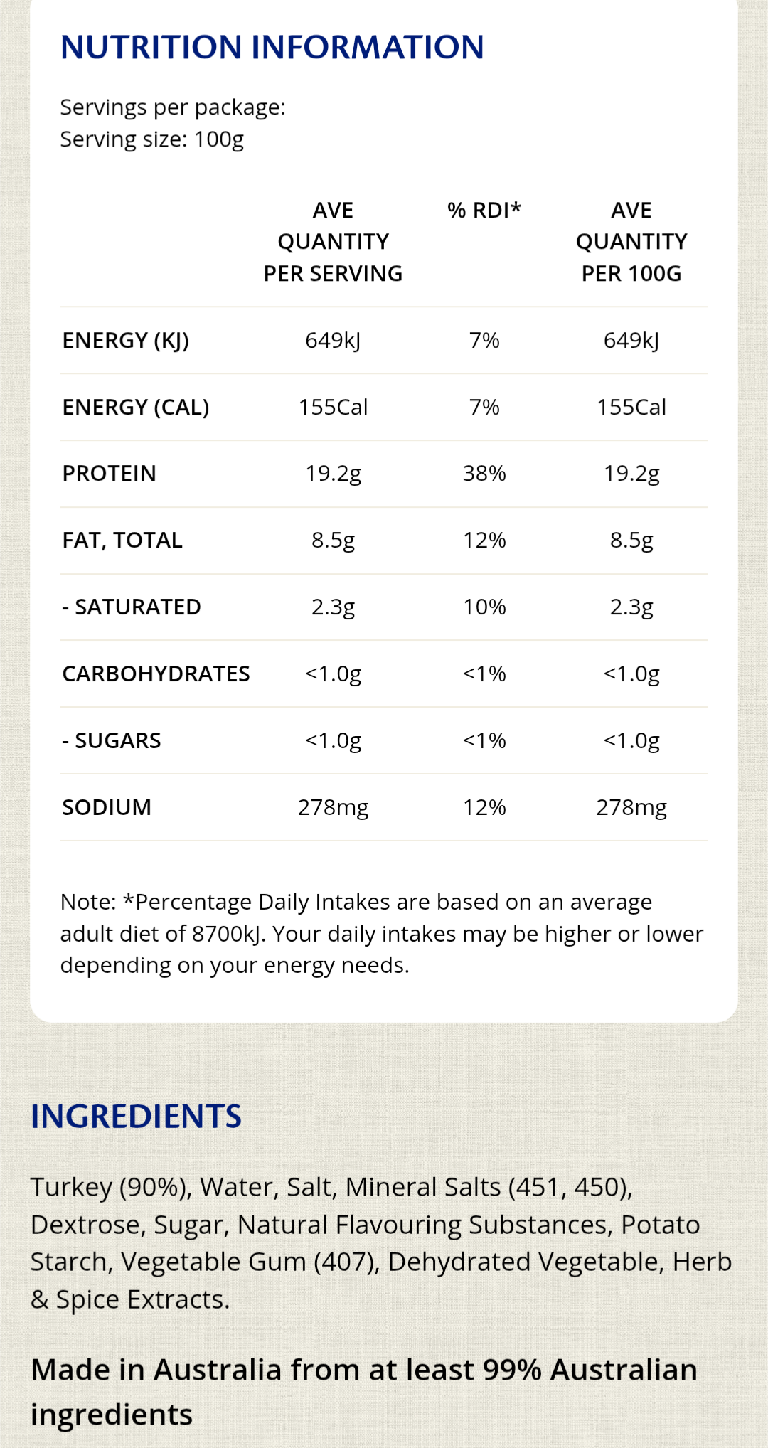 Steggles Frozen Turekey Hindquarter | Babinda Meats